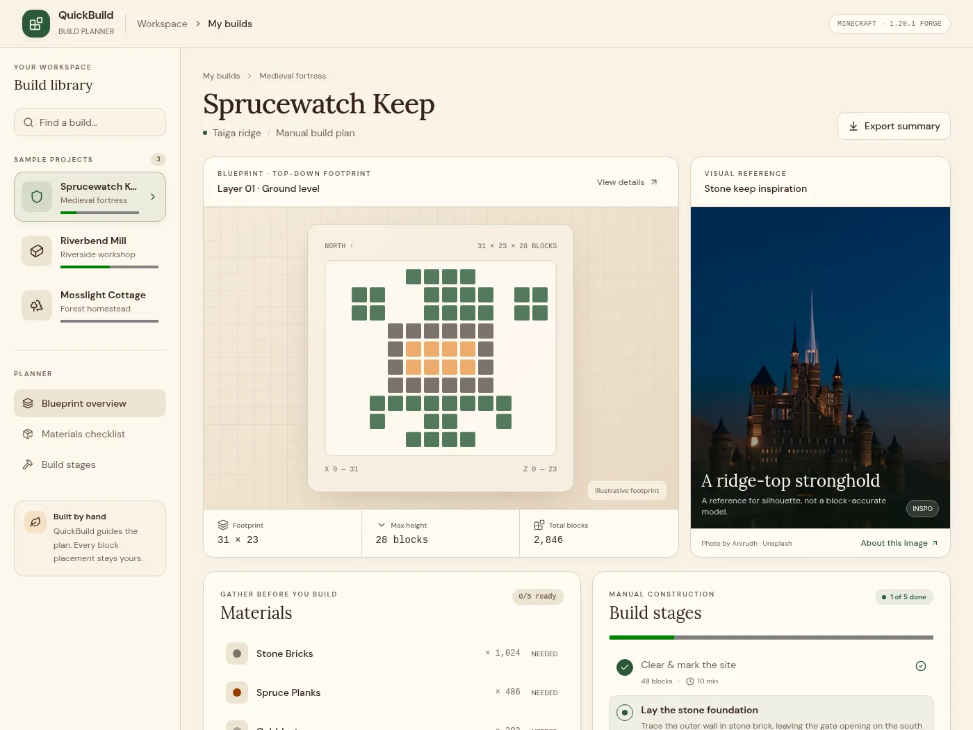QuickBuild Minecraft Planner