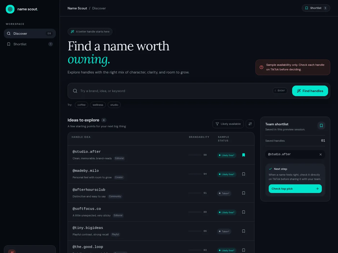 TikTok Name Scout