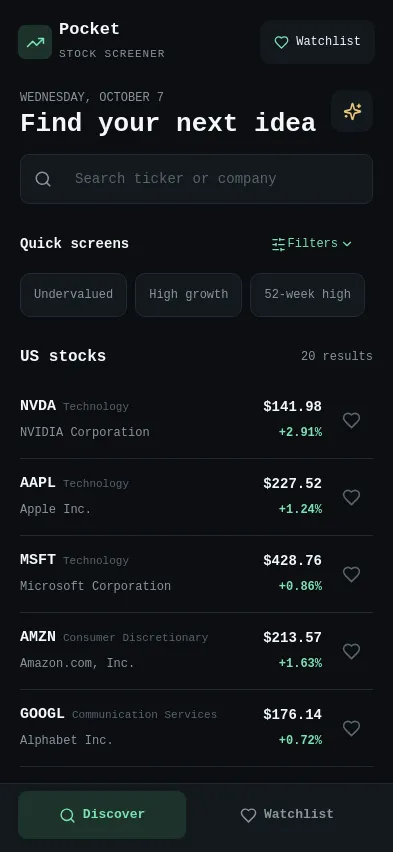 Pocket Stock Screener