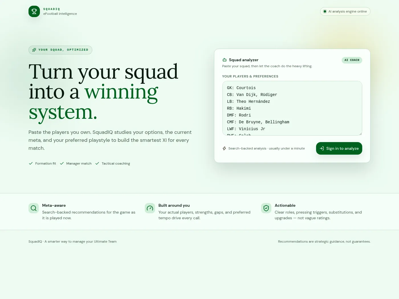 Ultimate Team AI Builder