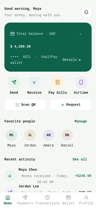 VaultPay Mobile Wallet