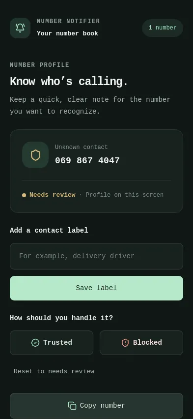 Number Notifier