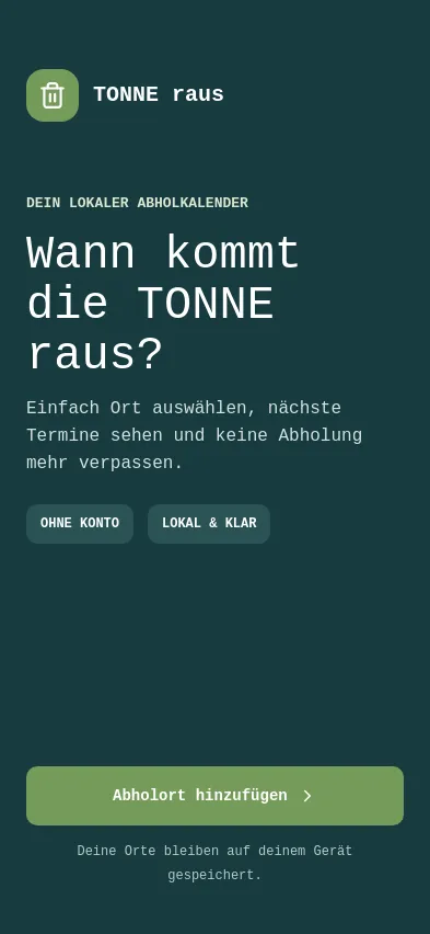 TONNE raus