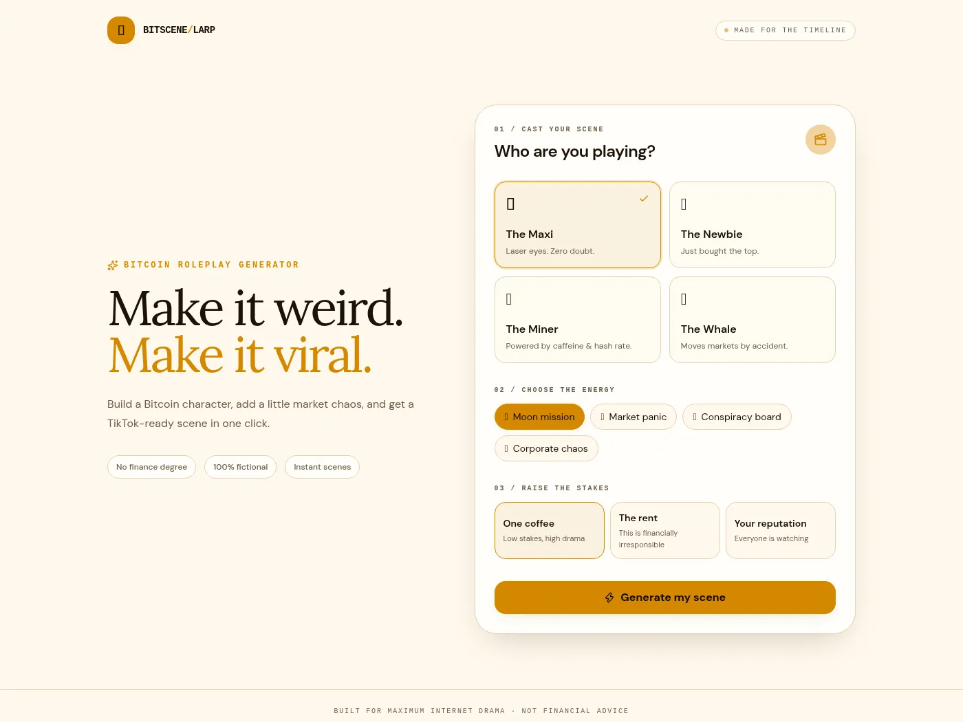 Bitcoin LARP Generator