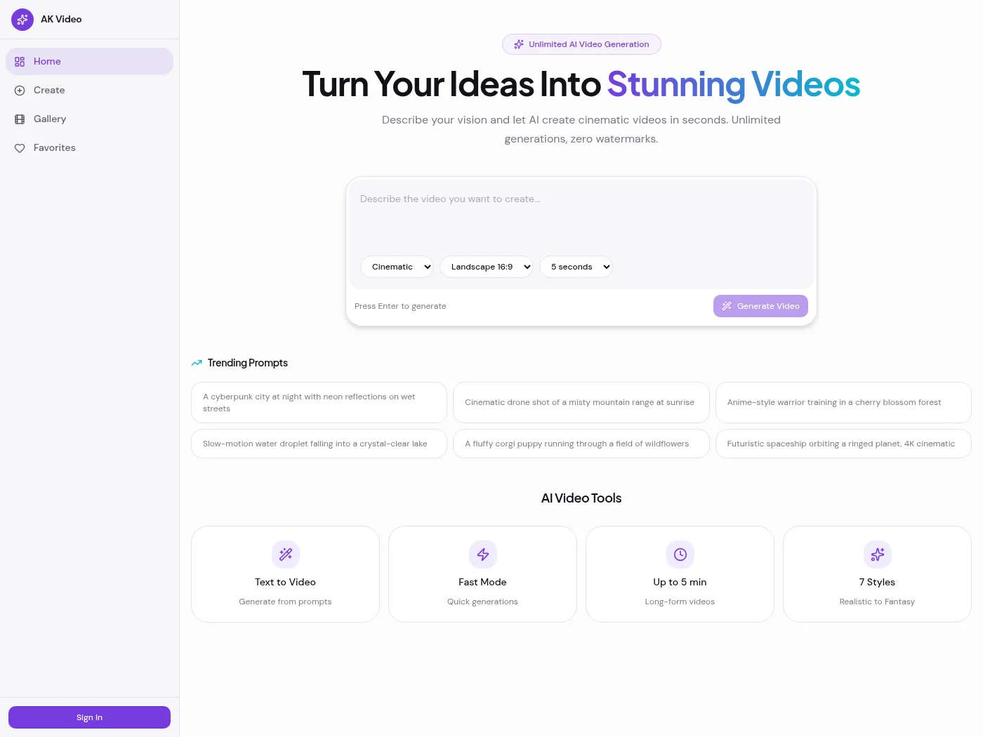 AK Video AI Studio