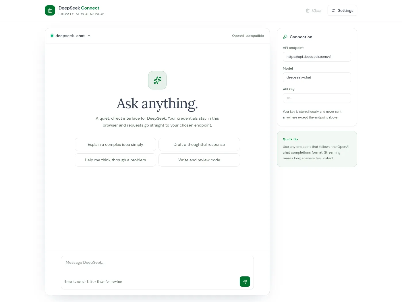 DeepSeek Chat Connect