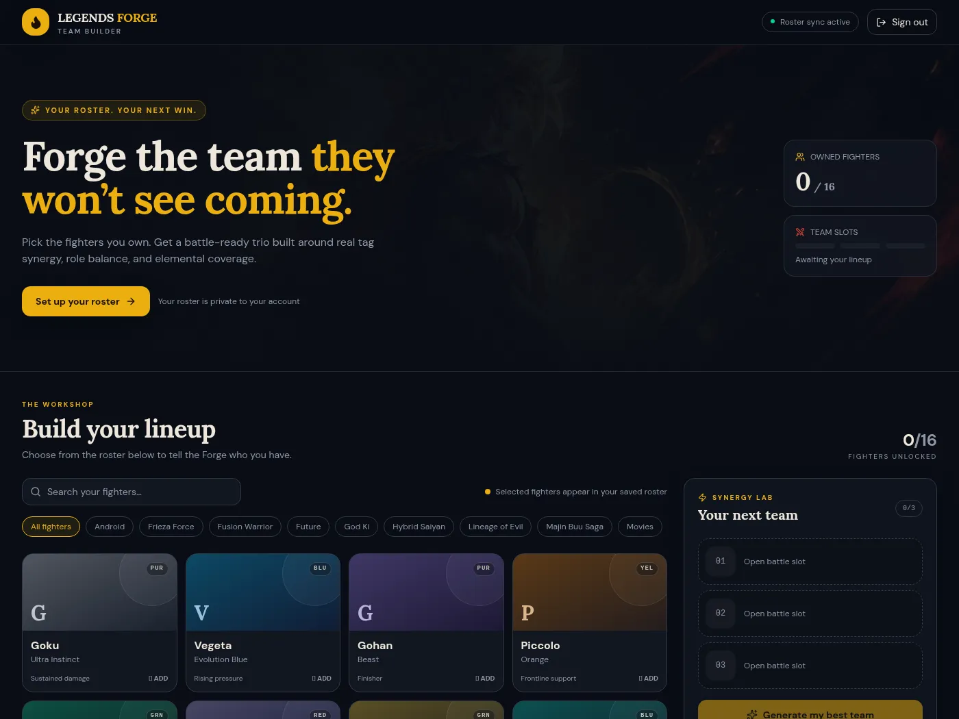Legendary Team Builder