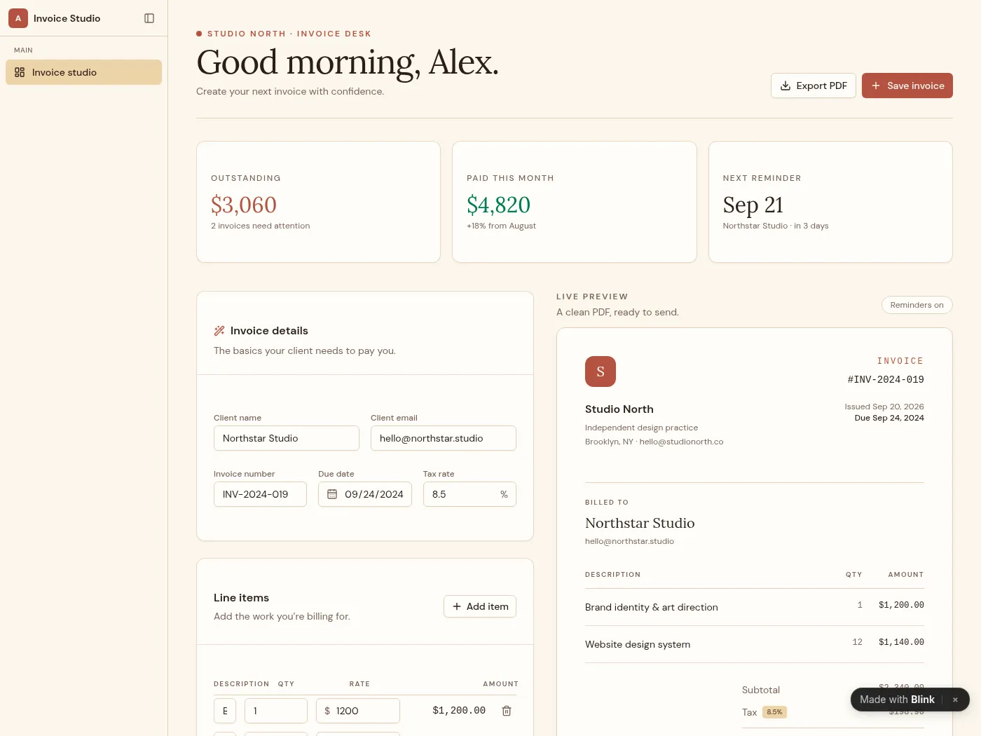 Freelance Invoice Studio