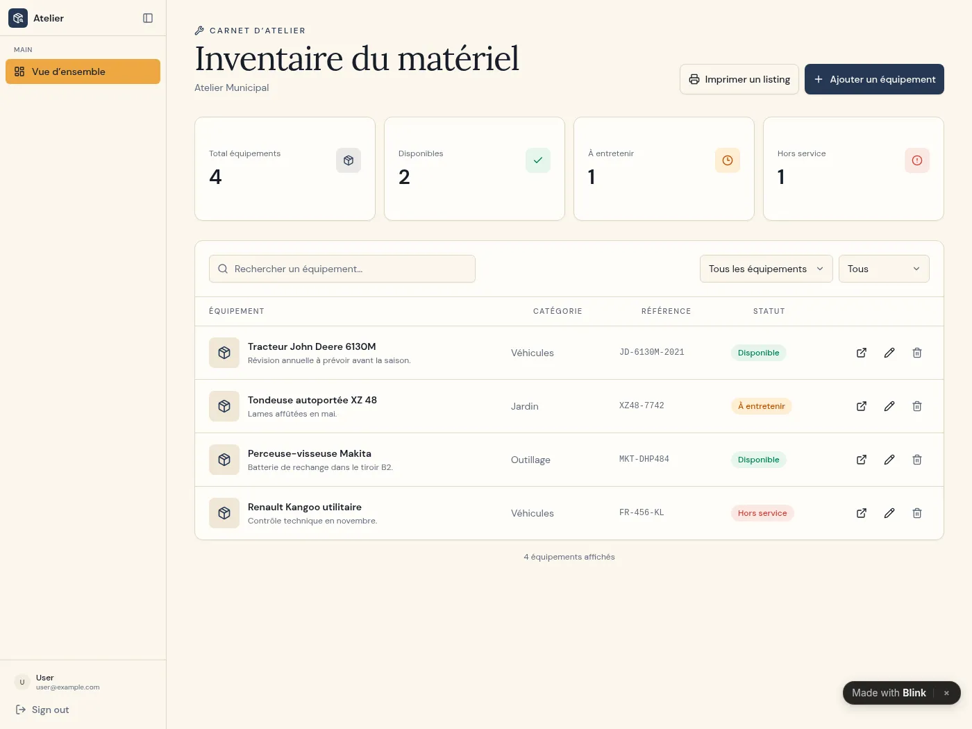 Atelier Inventory Manager
