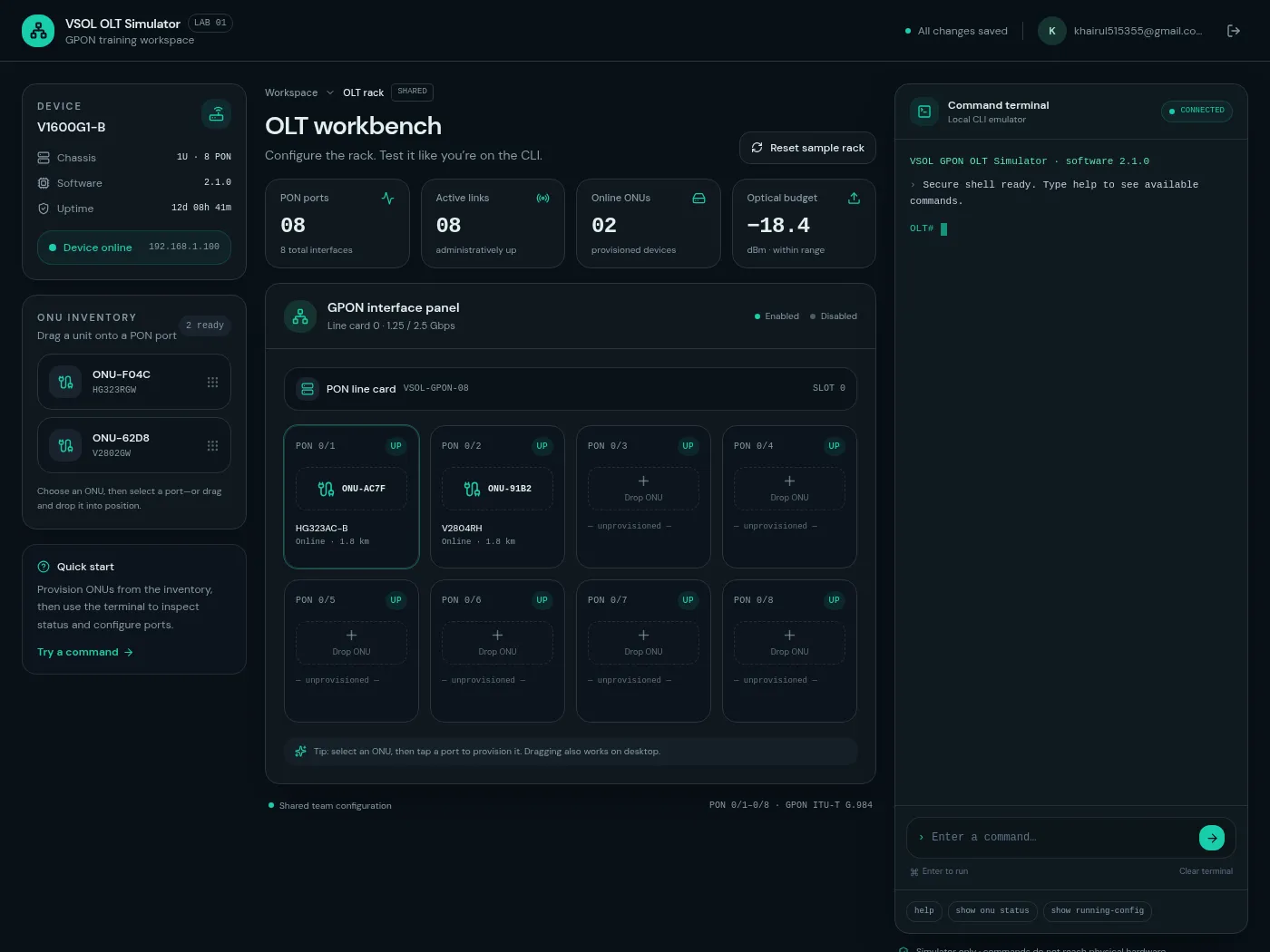 VSOL OLT Simulator