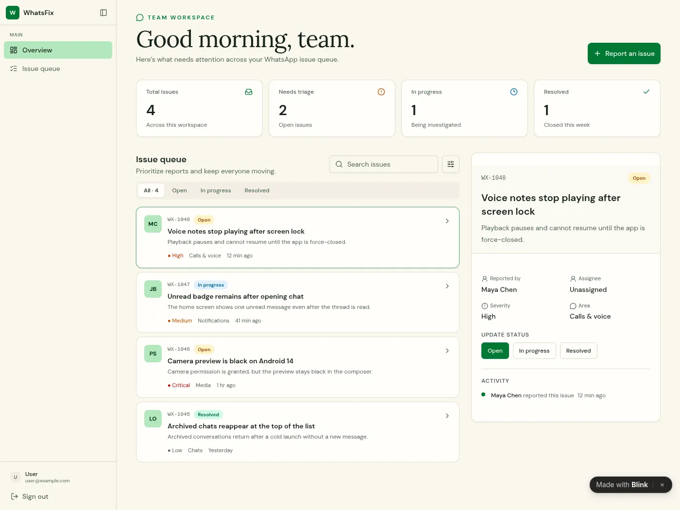 WhatsFix Bug Tracker