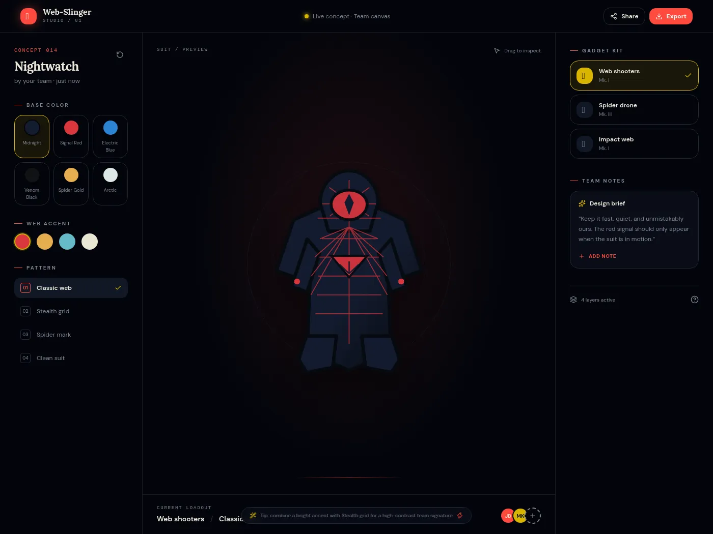 Spider Suit Designer