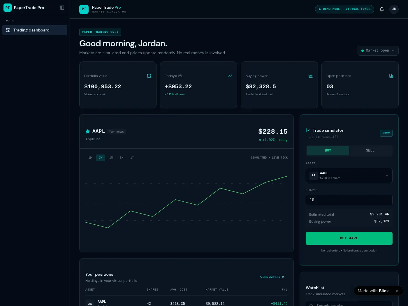 PaperTrade Pro Simulator