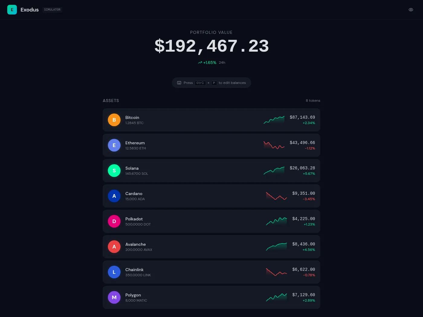Exodus Sim Wallet
