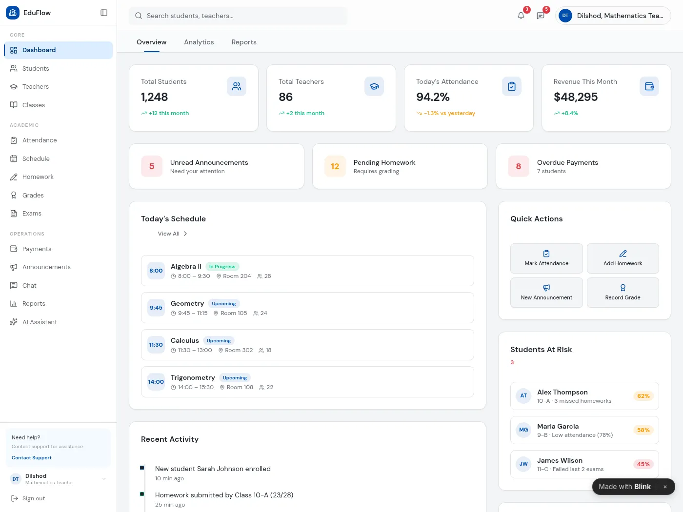 EduFlow Dashboard Suite