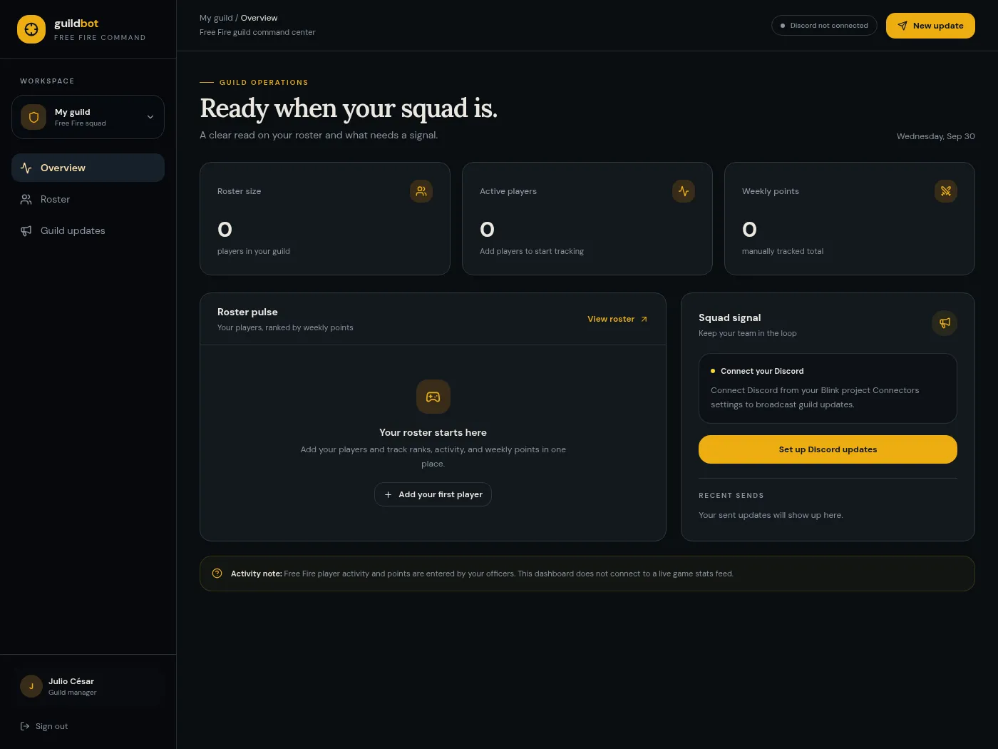 GuildBot Free Fire Manager