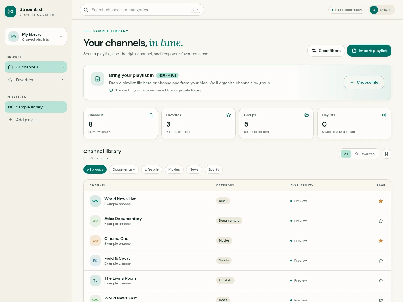 StreamList Manager