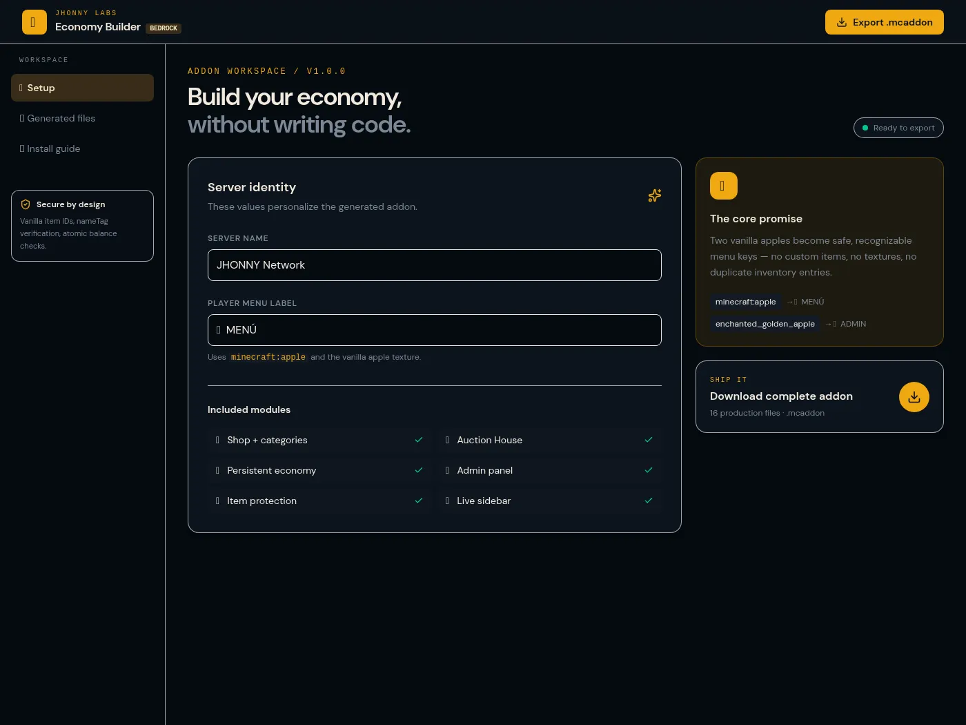 JHONNY Economy Addon