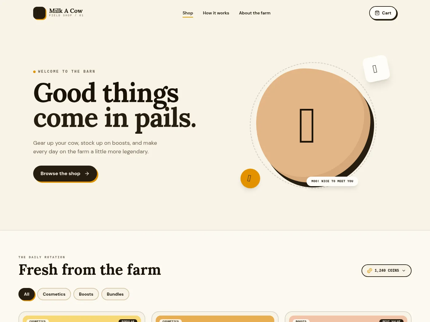 Milk A Cow Shop GUI