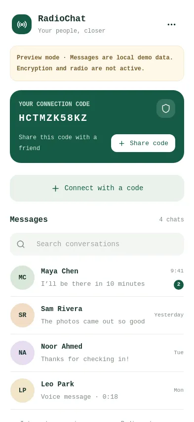 RadioChat Secure Messenger