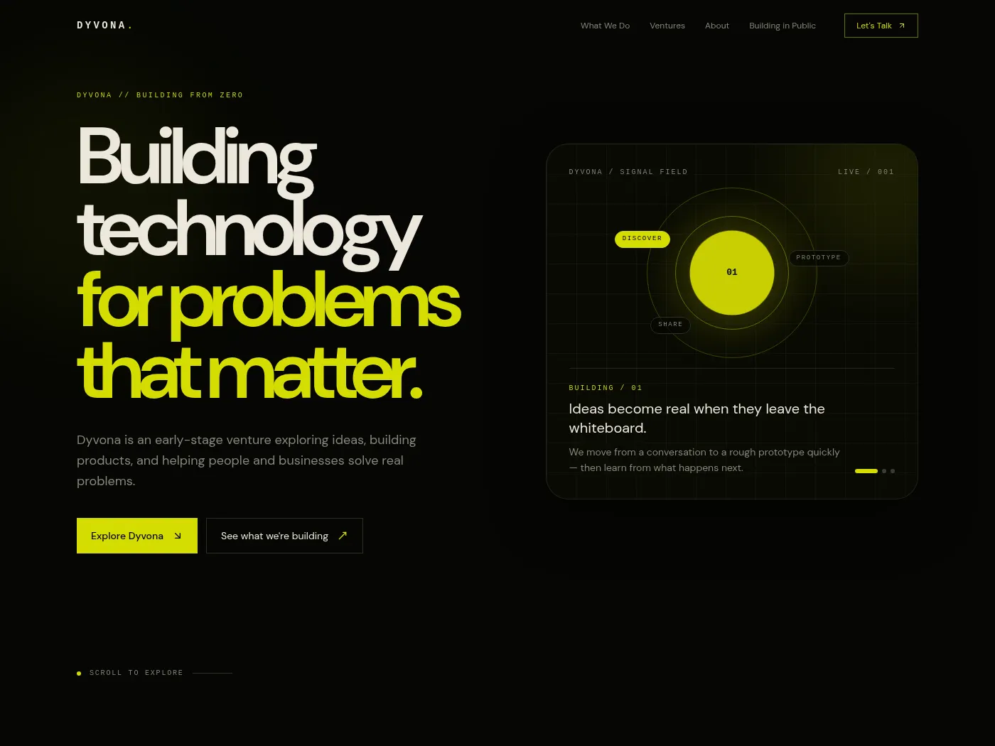 Dyvona Startup Website