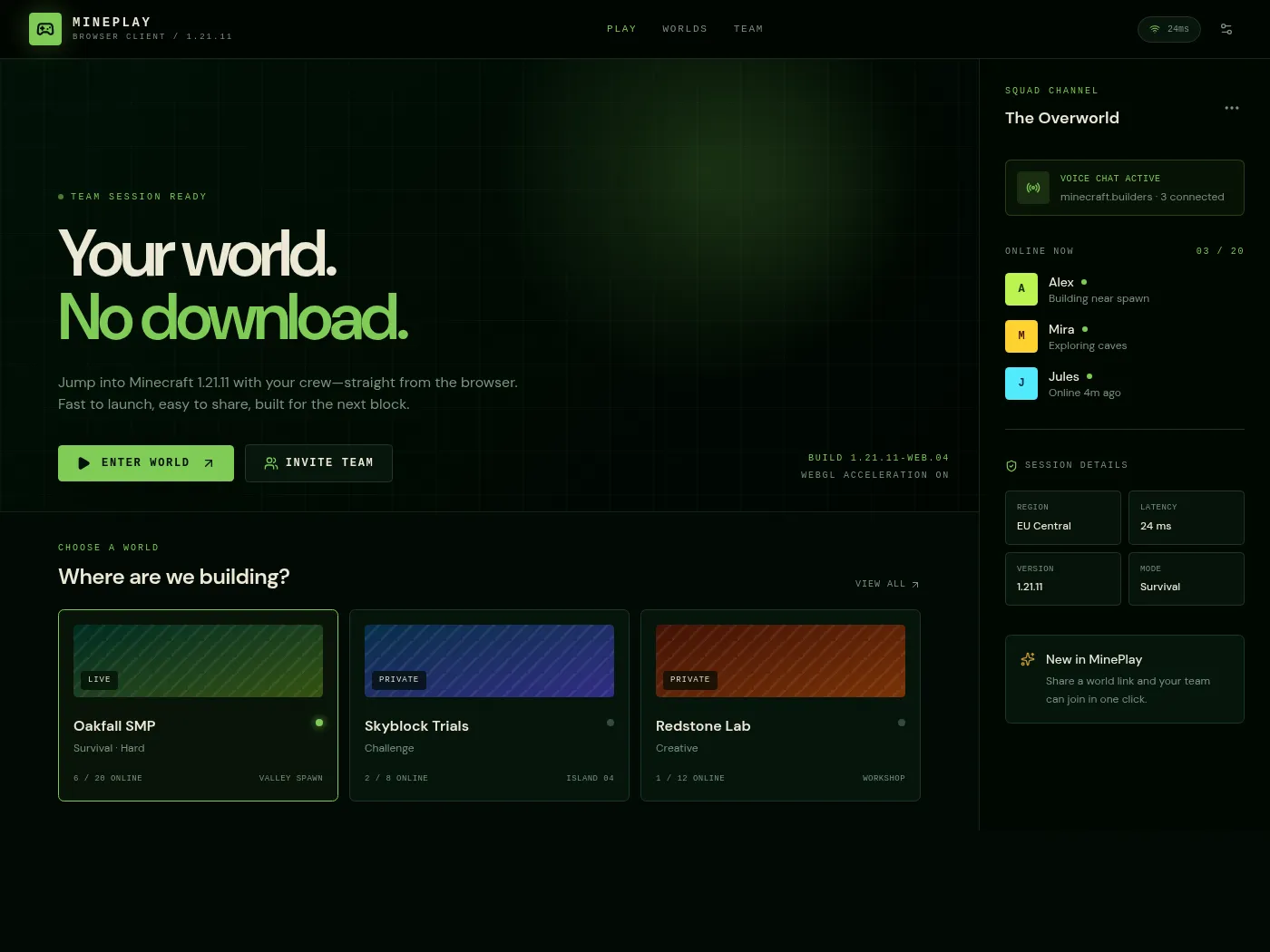 MinePlay Web Client