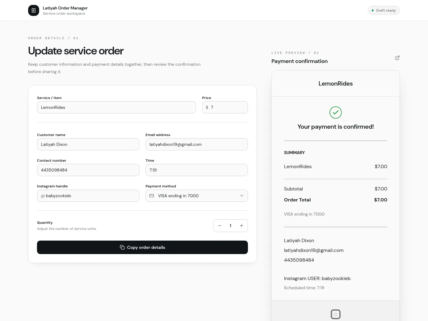 Latiyah Order Manager