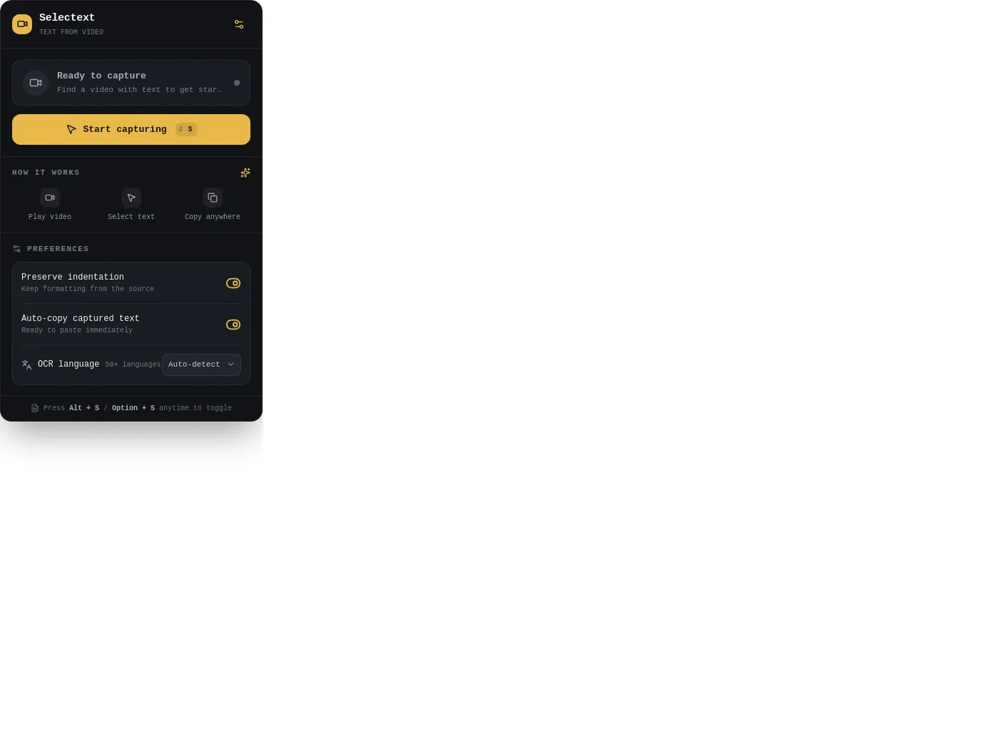 Selectext Video Text Picker