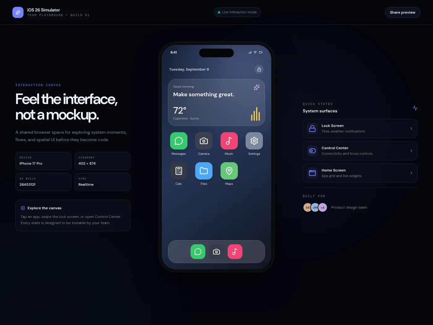 iOS 26 UI Simulator