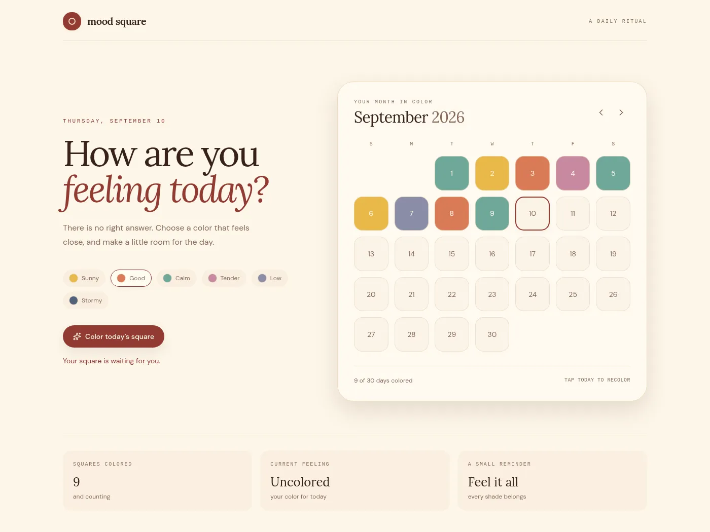 Mood Square Tracker