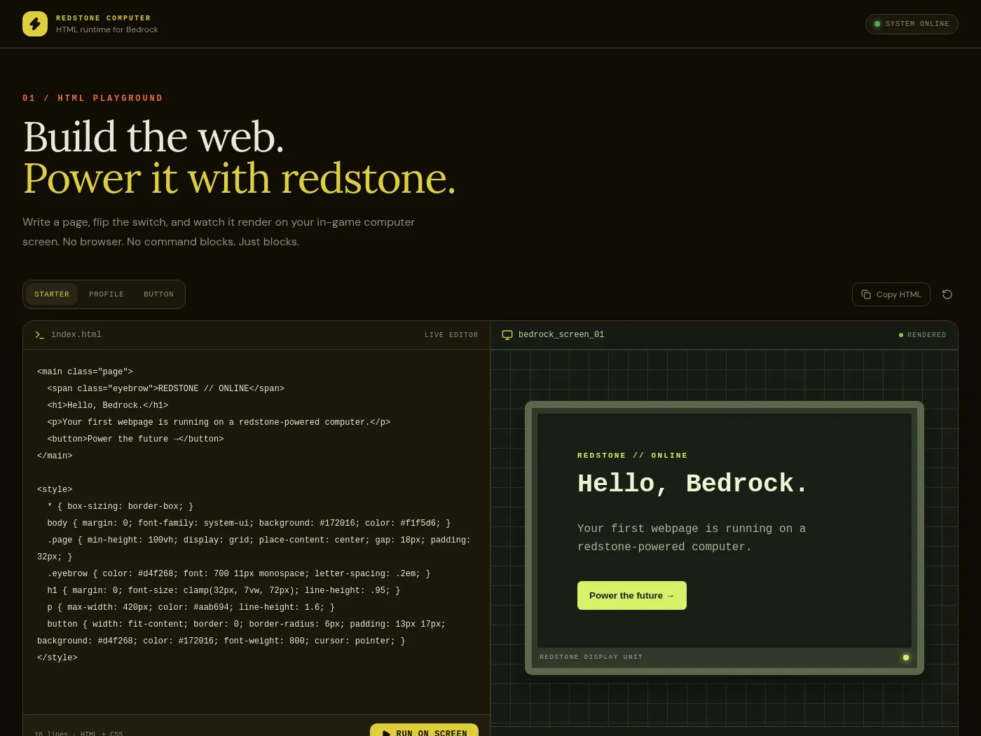 Redstone HTML Computer