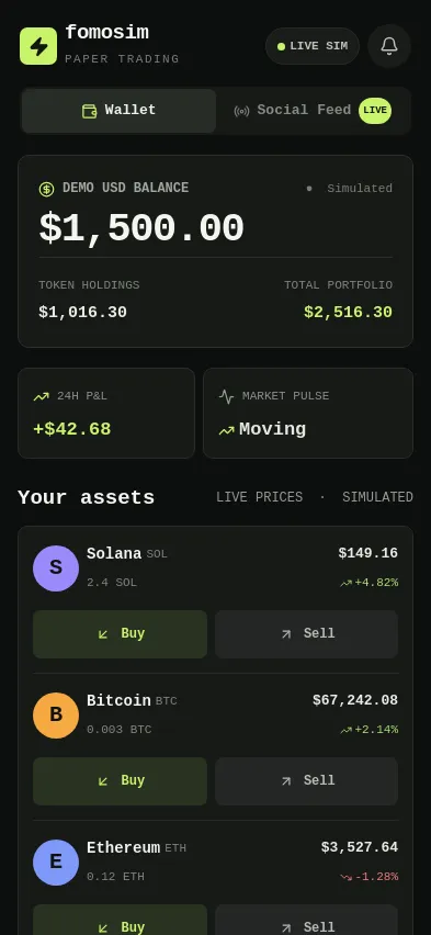 FomoSim Crypto LARP