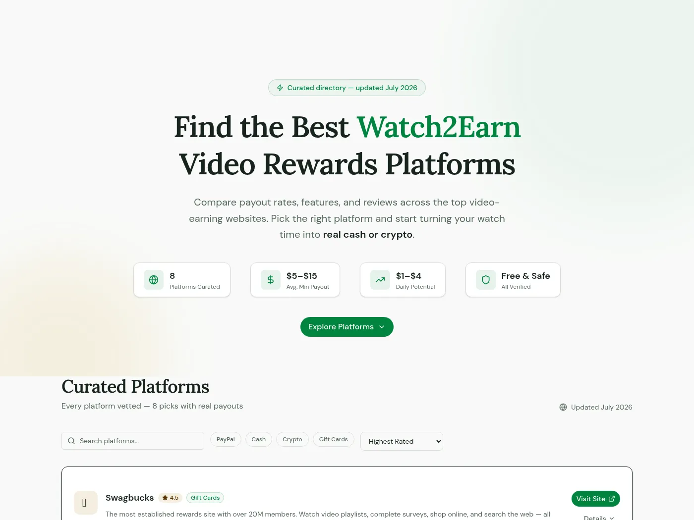 Watch2Earn Finder