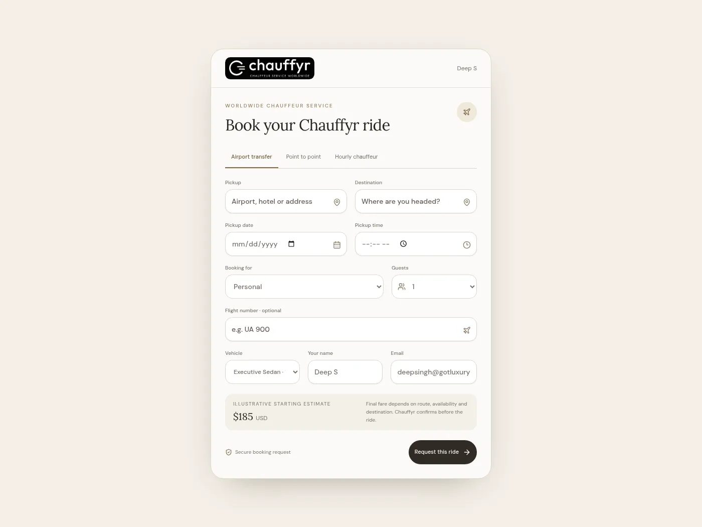 Chauffyr Elite Booking Suite