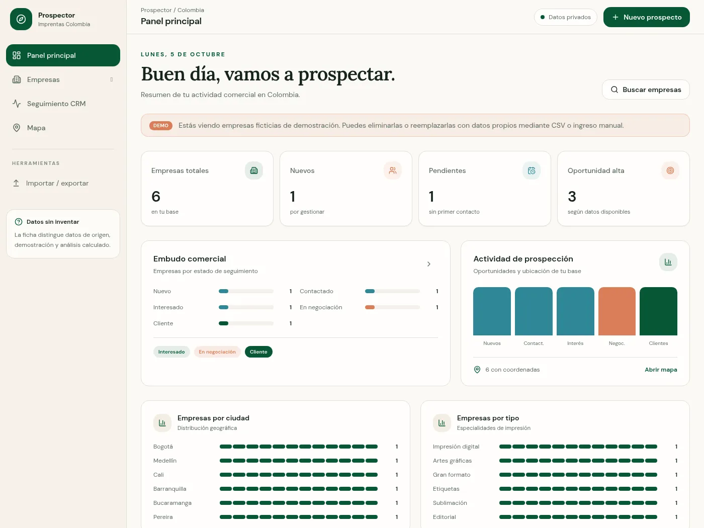Prospector Imprentas CRM Colombia