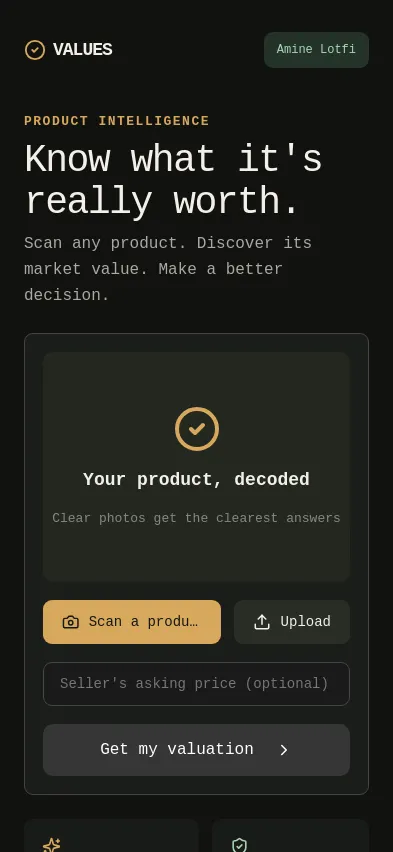 VALUES AI Product Scanner