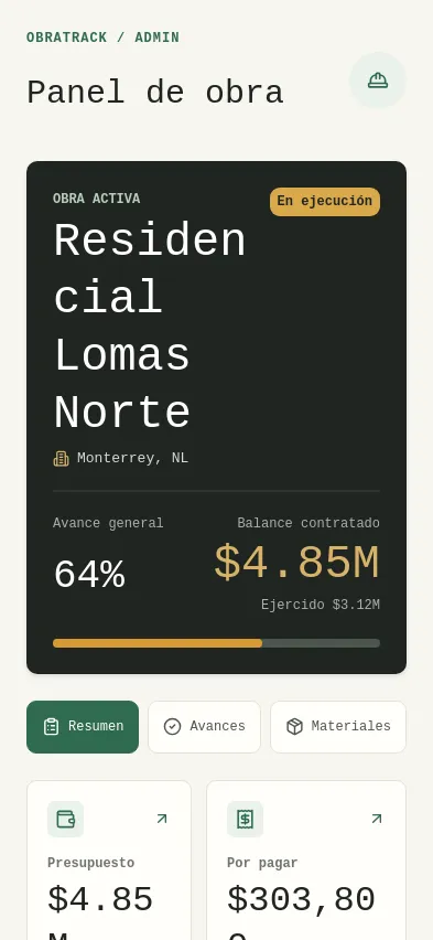 ObraTrack Mobile Admin