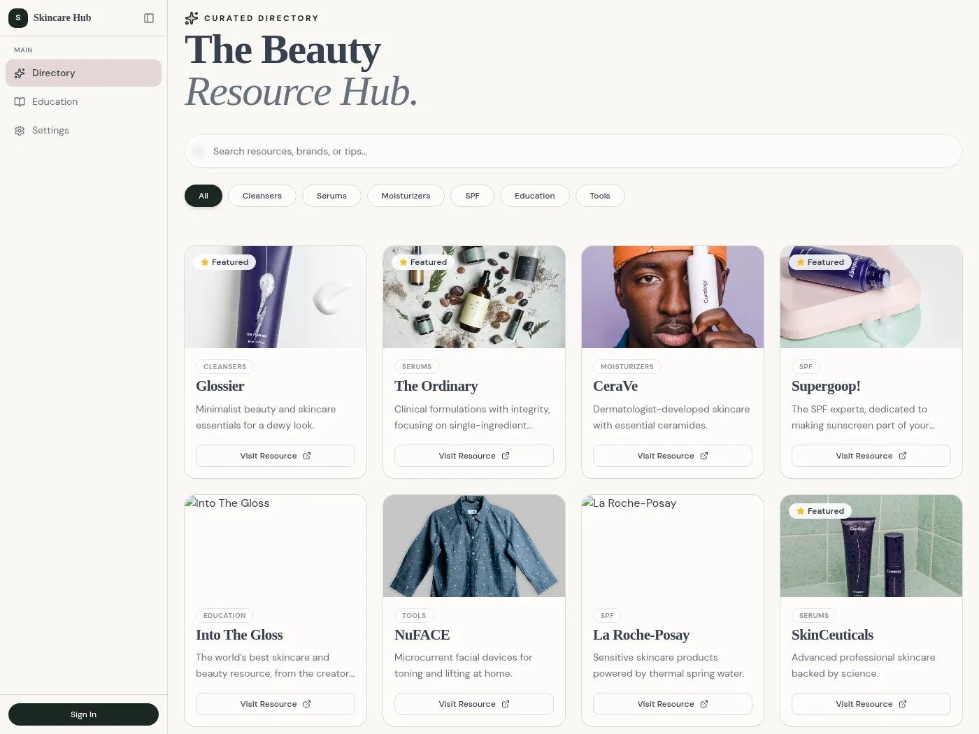 Skincare Web Directory