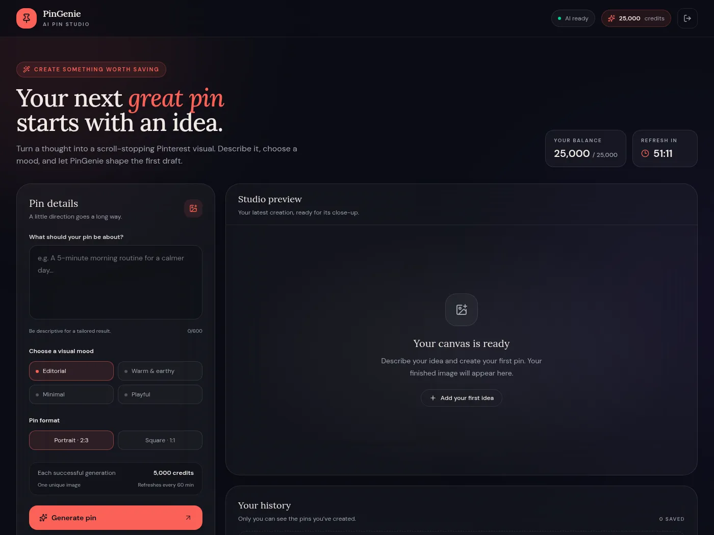 PinGenie AI Generator