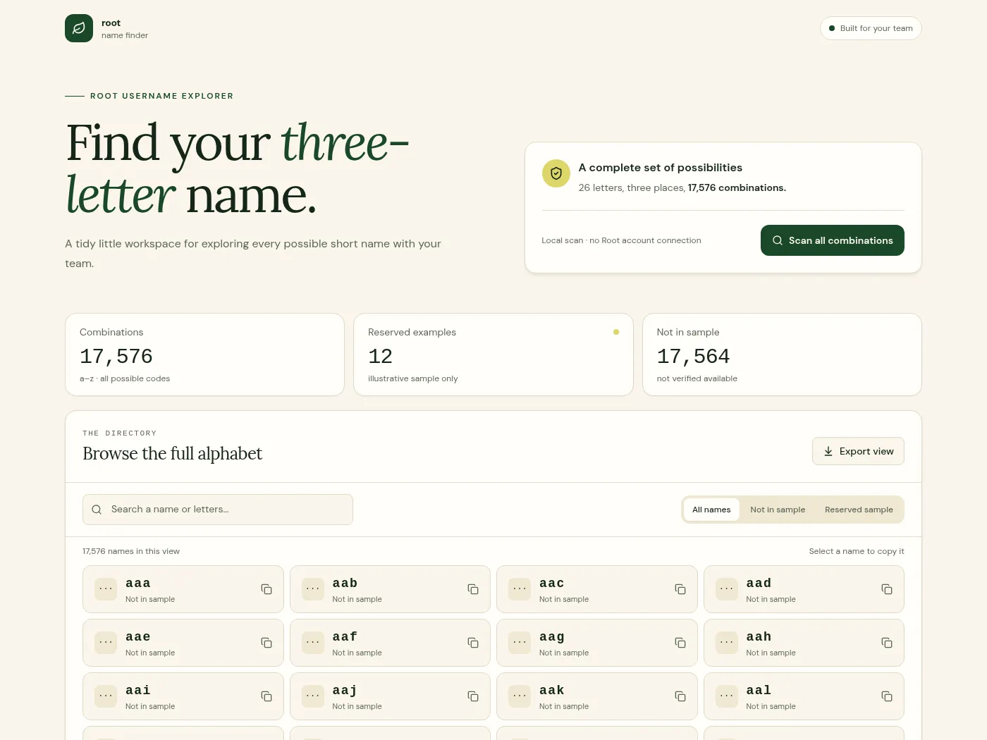 Root 3-Letter Checker