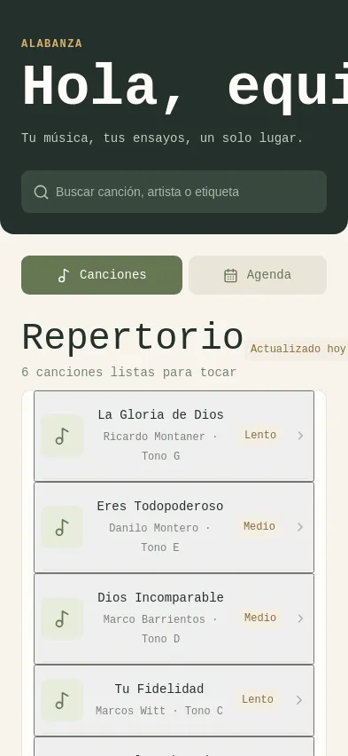 Alabanza Planner App