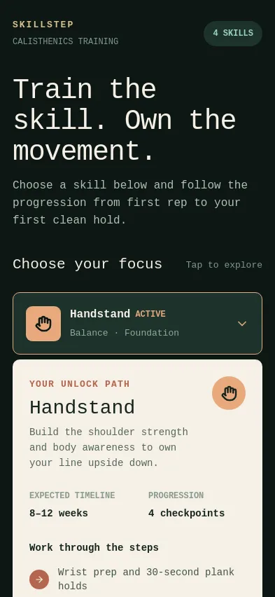Calesthenic skillstep