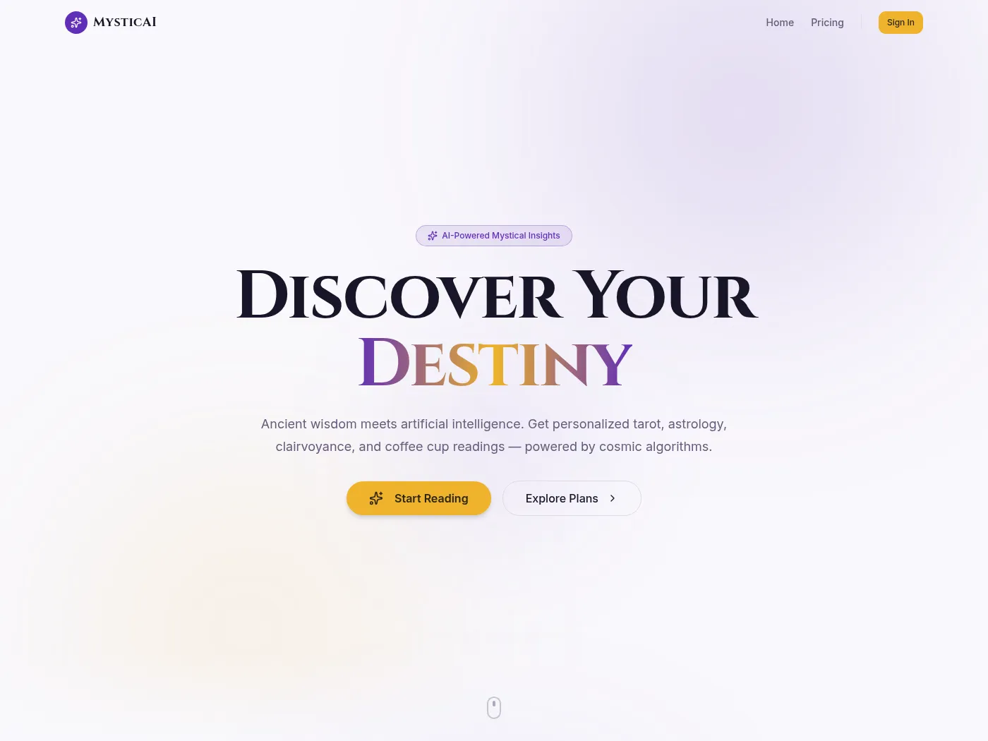 MysticAI Fortune Portal