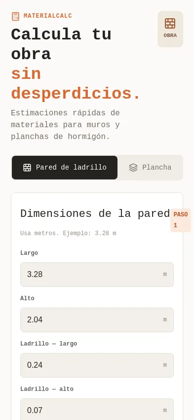 MaterialCalc Constructor