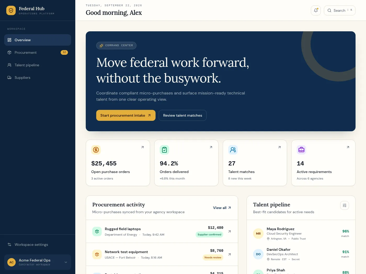 Federal Supply & Talent Hub