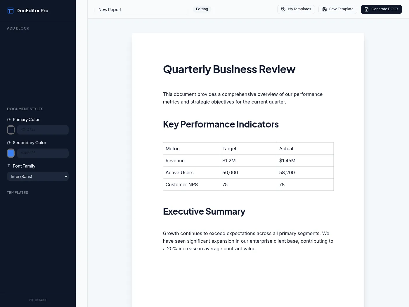 Docx Web Template Studio