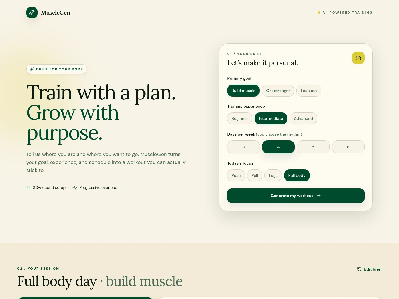 MuscleGen Fitness App