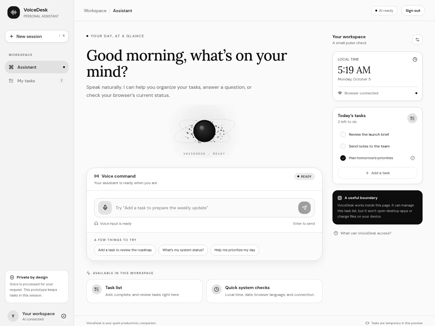 VoiceDesk AI Assistant