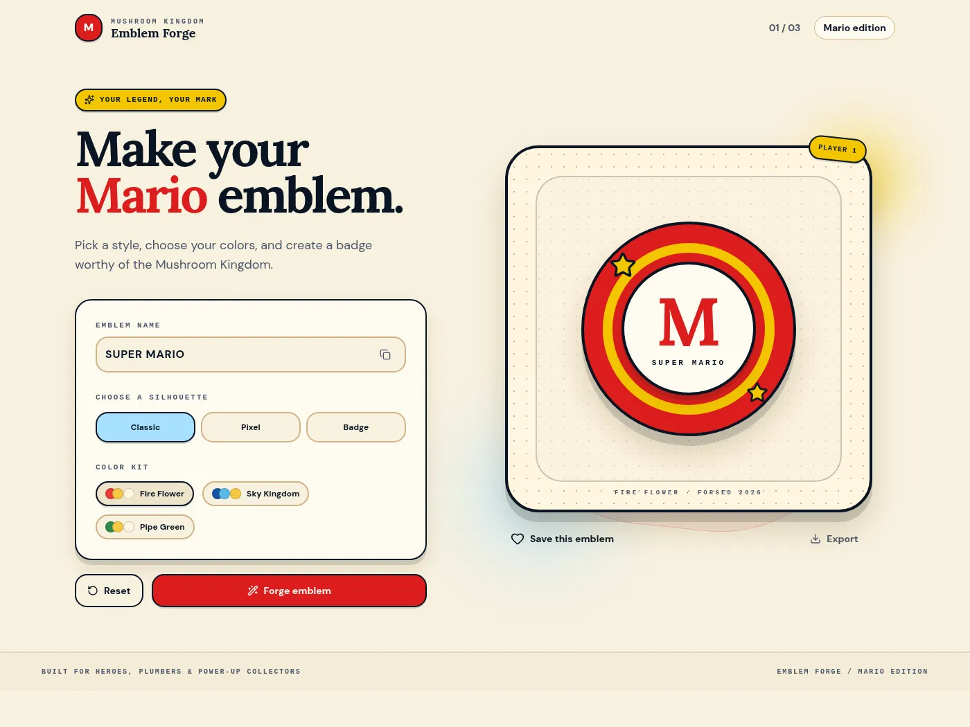 Mario Emblem Designer