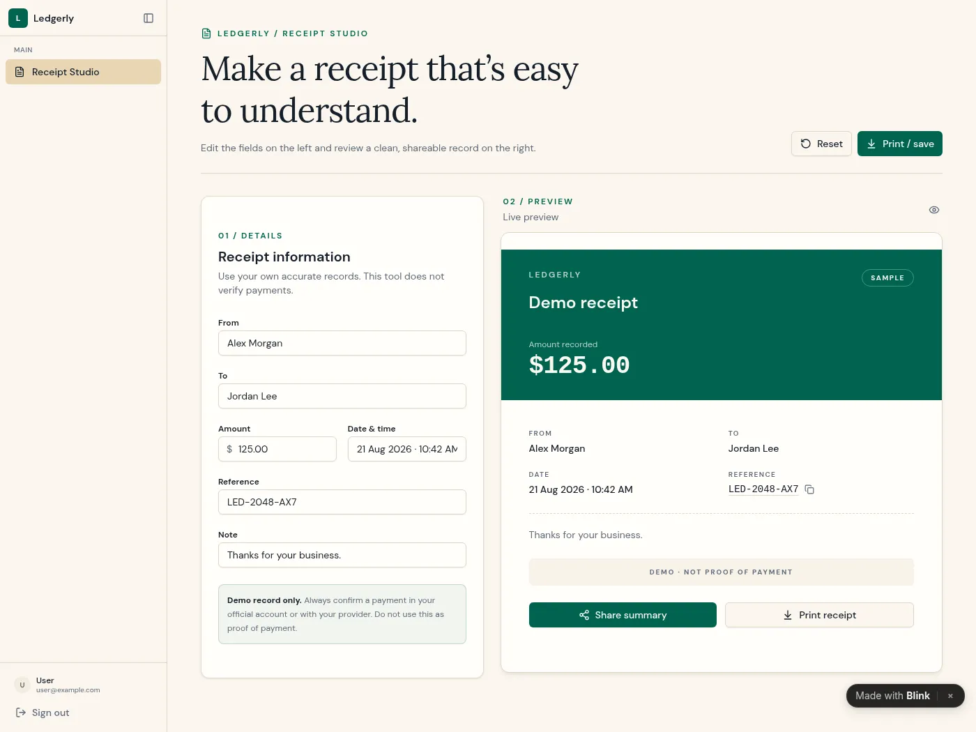 Editable Opay Receipt